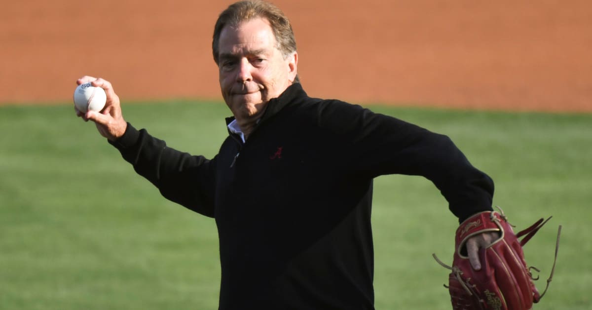 Alabama’s Nick Saban Throws Out First Pitch at Crimson Tide Baseball ...