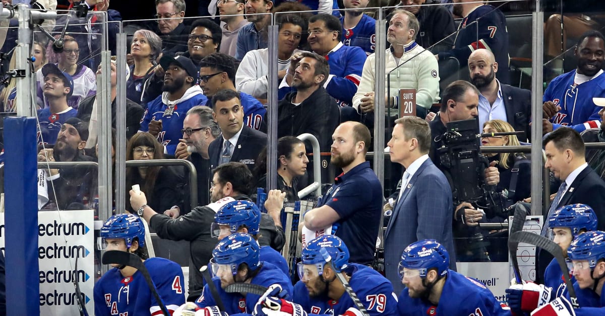 Aaron Rodgers Feted by Fans During Rangers’ Playoff Game at Madison ...