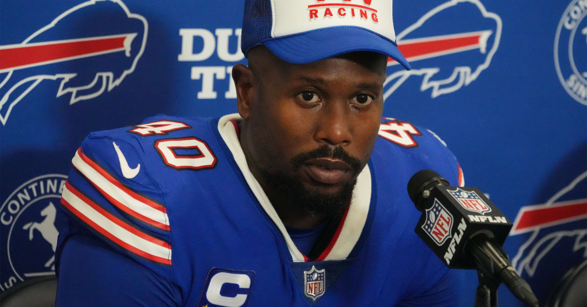 Von Miller Wears Metallic Adidas Tracksuit to Buffalo Bills Game ...