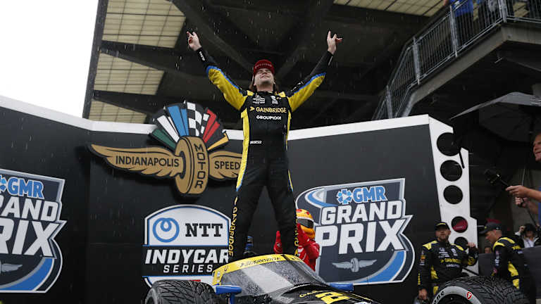 Slip slidin' away: Colton Herta wins wet and wild GMR Grand Prix - Auto ...