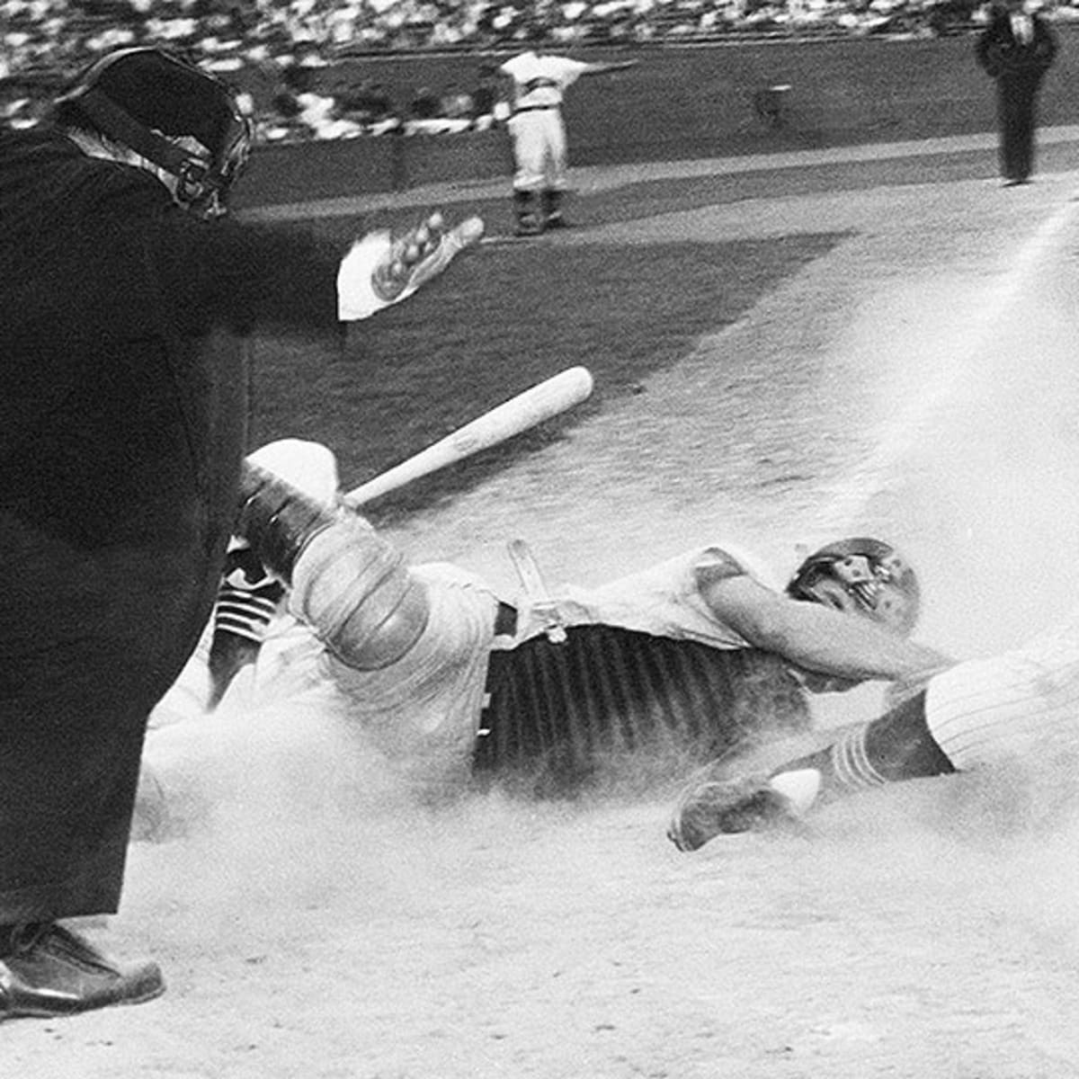 Jackie Robinson Stealing Home In Color