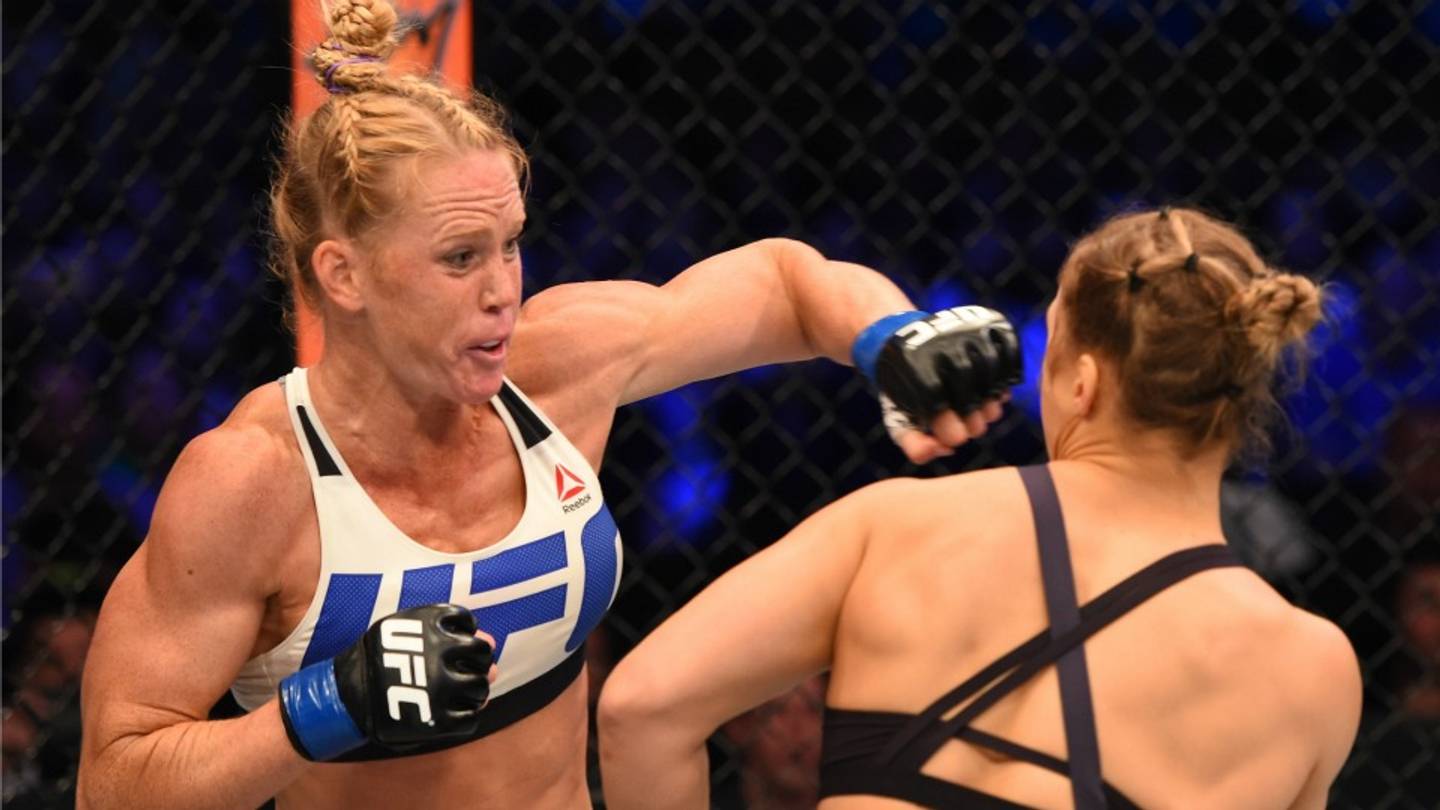 Watch: Michael Strahan steps in as Holly Holm’s punching bag