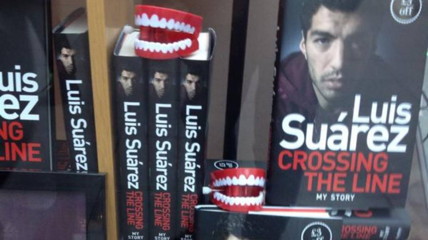 British bookstore displays teeth with new Luis Suarez autobiography