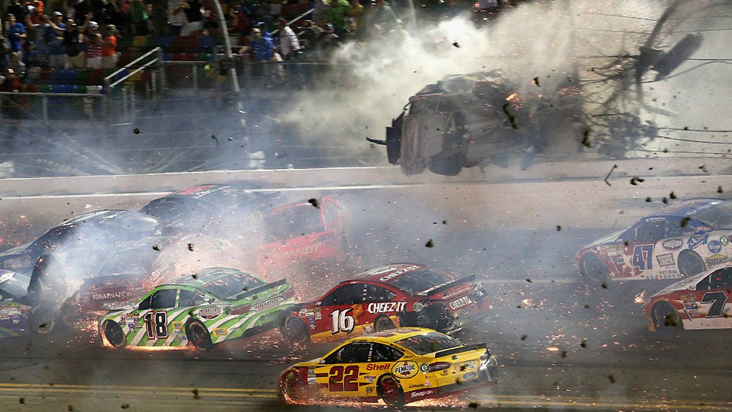 Earnhardt wins rain-delayed Daytona ahead of Dillon's last-lap crash