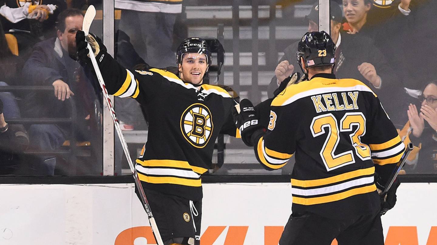 Bruins' Seth Griffith goes behind the back, between the legs for goal