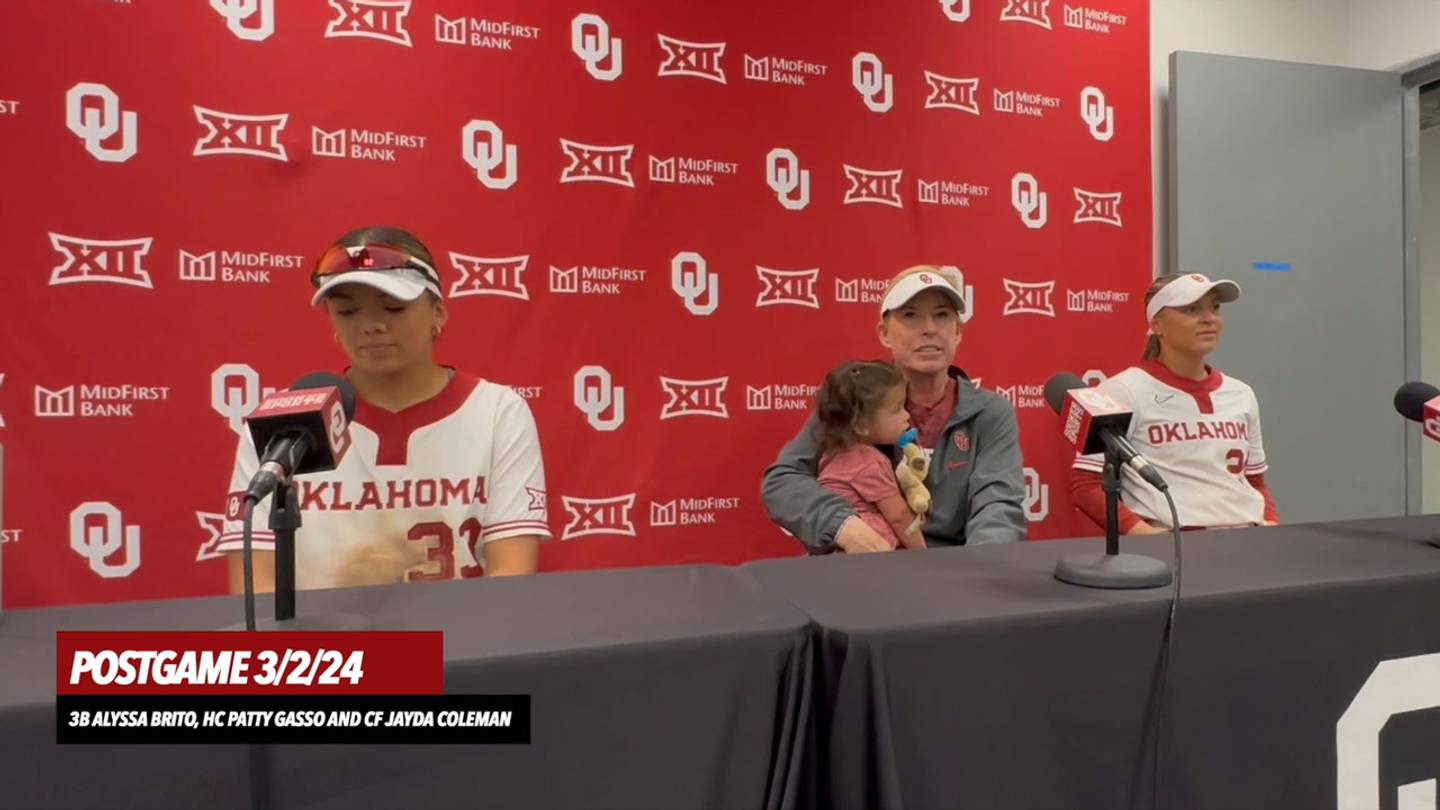 WATCH: Oklahoma's Patty Gasso, Alyssa Brito and Jayda Coleman Postgame ...