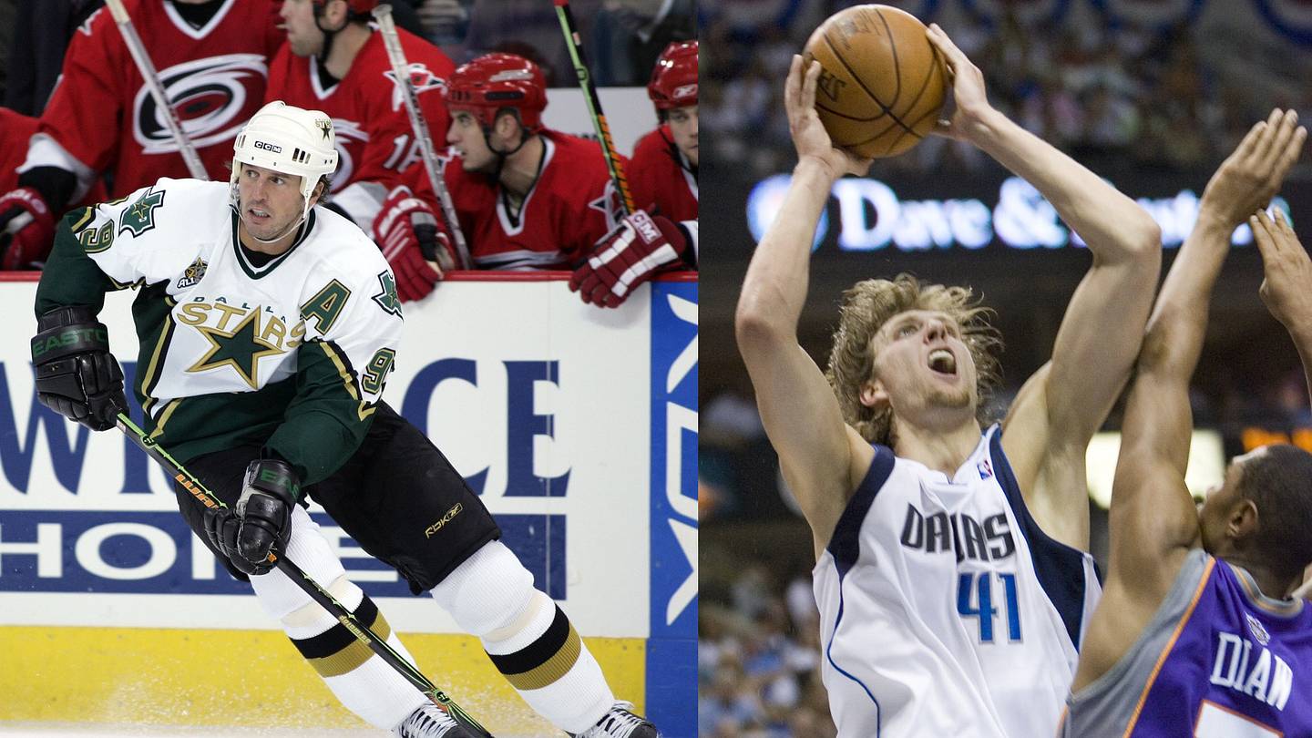 Mavs Icon Dirk Nowitzki Now Shares Statue with Mike Modano at American ...