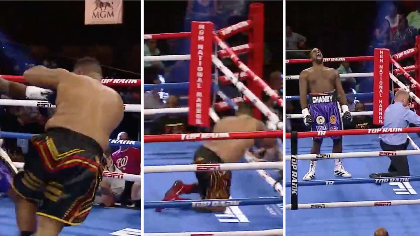 Boxer knocked out of ring video: Cassius Chaney TKOs Joel Caudle ...