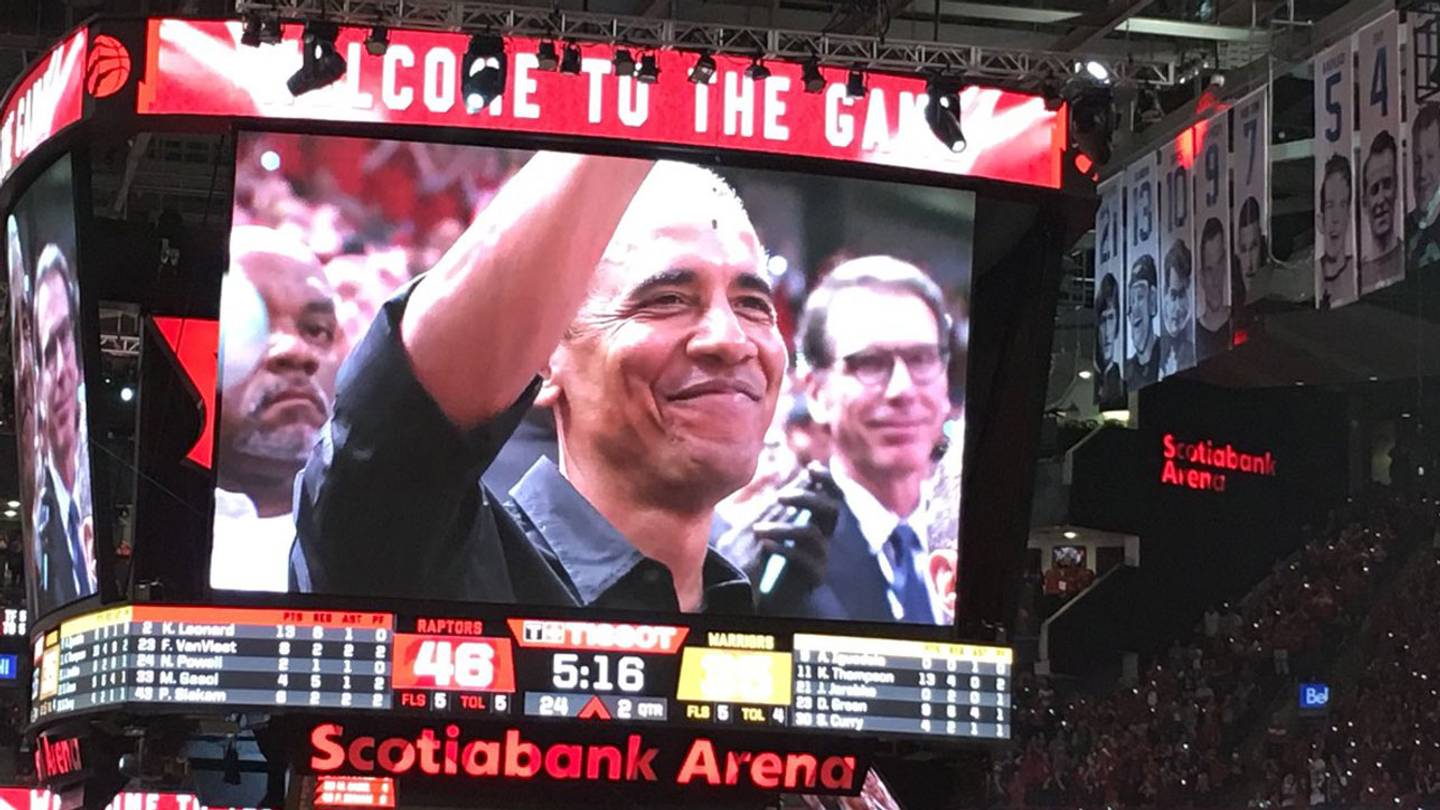 NBA Finals: Barack Obama gets 'MVP' chants at Raptors-Warriors Game 2 ...