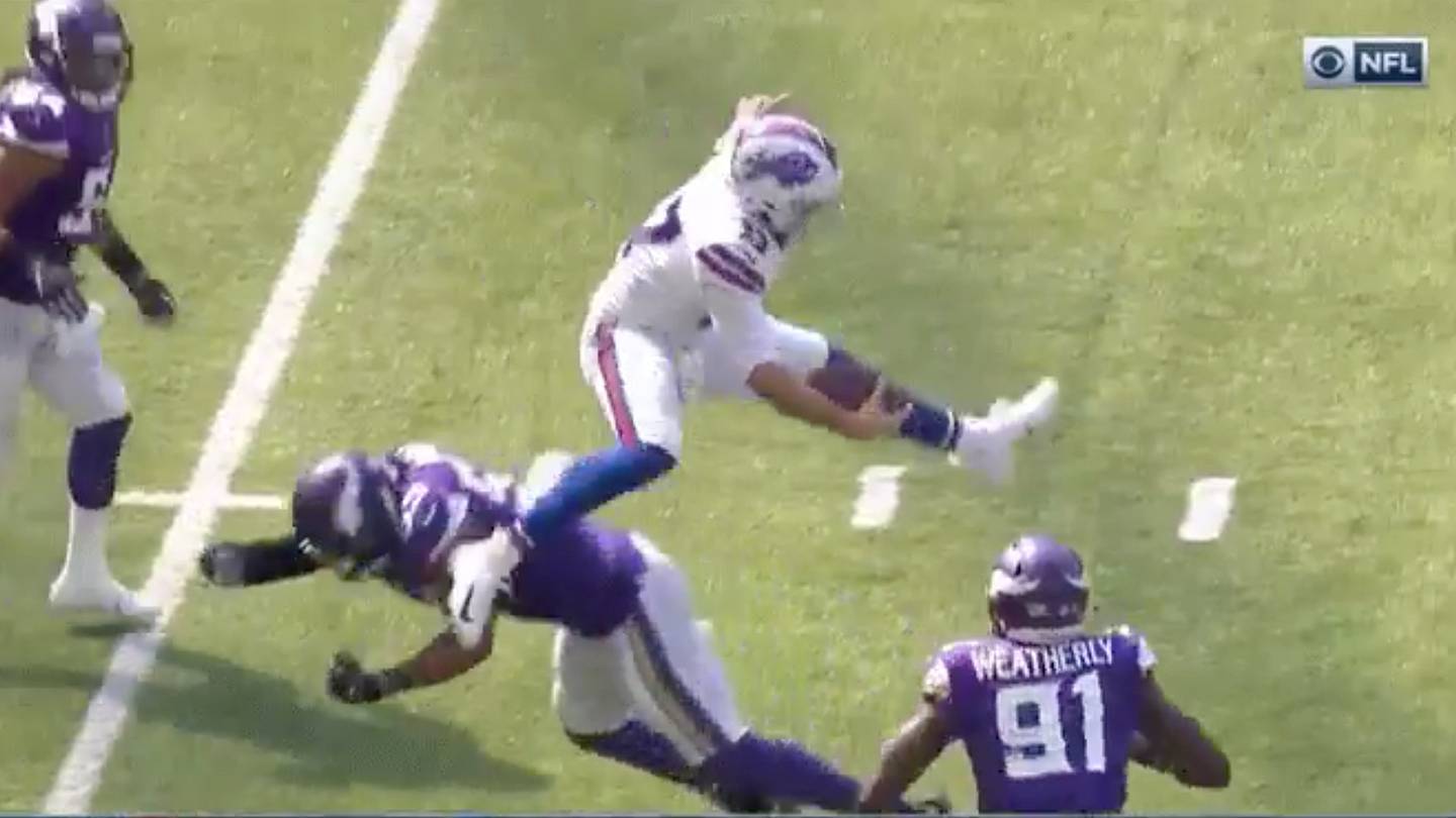 Bills QB Josh Allen hurdles Vikings' LB Anthony Barr - Sports Illustrated