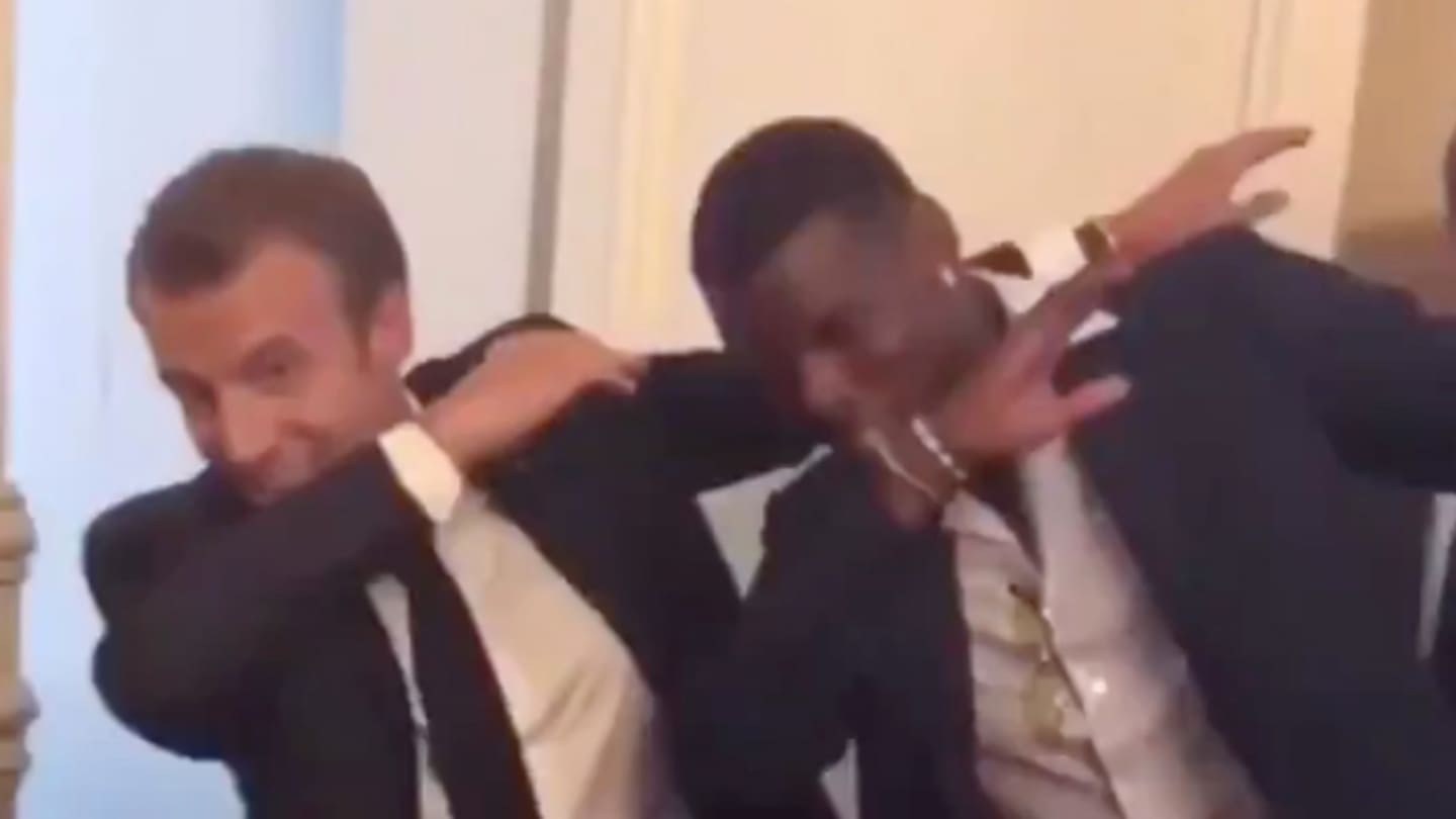 Paul Pogba gets French President Emmanuel Macron to dab (VIDEO ...