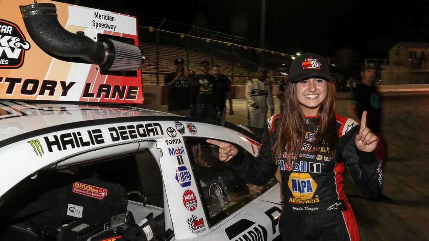 Hailie Deegan becomes first female NASCAR K&N winner at 17 - Sports ...