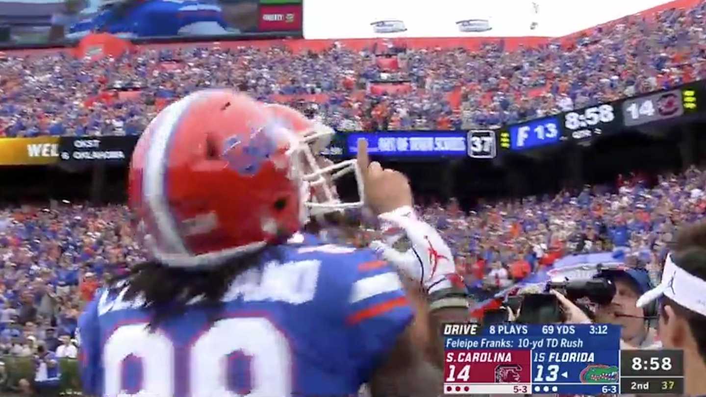 Feleipe Franks TD: Florida QB shushes home crowd, leads comeback win ...