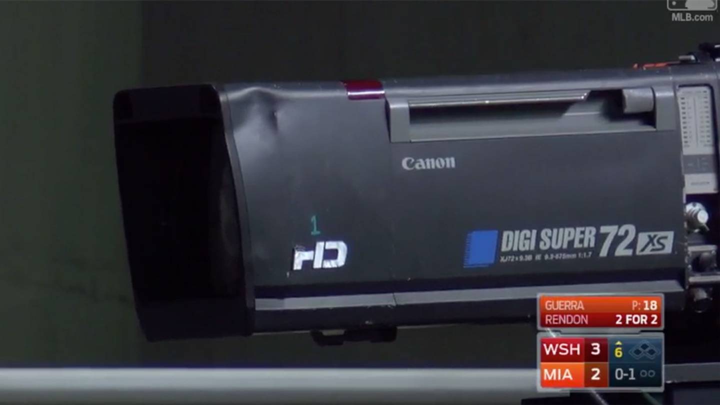 Marlins' Giancarlo Stanton breaks TV camera with home run - Sports ...