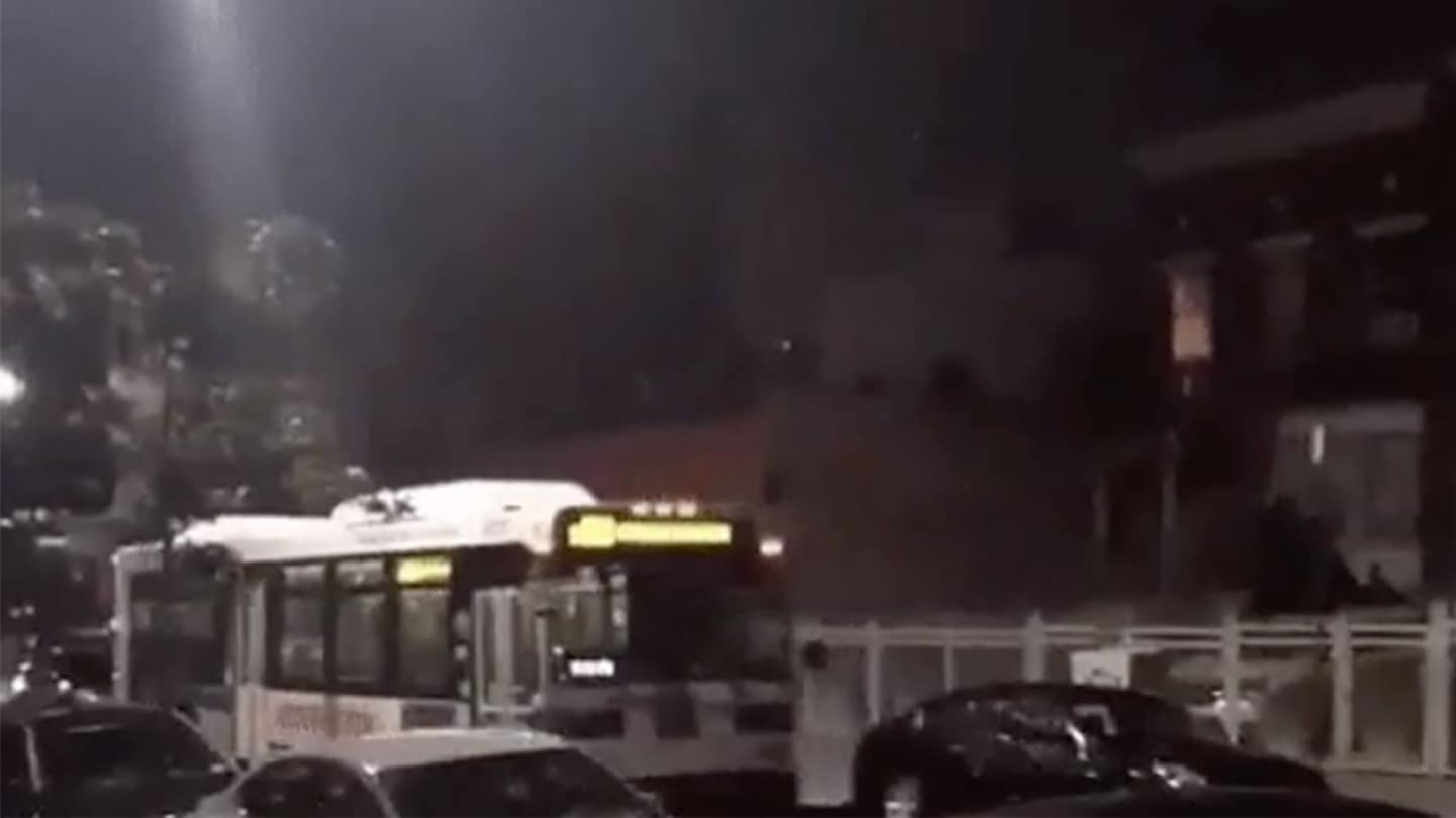 New York City bus out-of-control flying backwards without driver (video ...