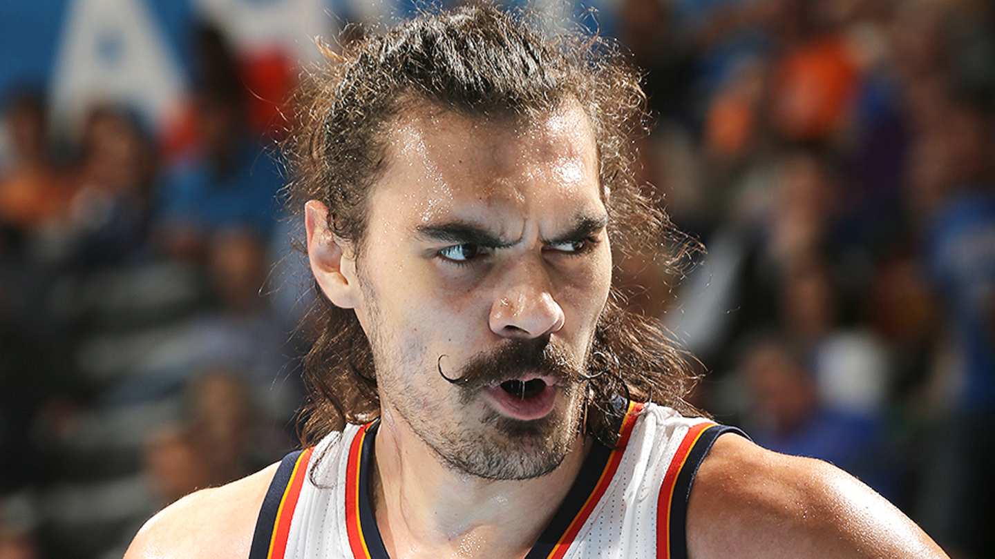 Steven Adams dunks on Draymond Green - Thunder-Warriors - Sports ...
