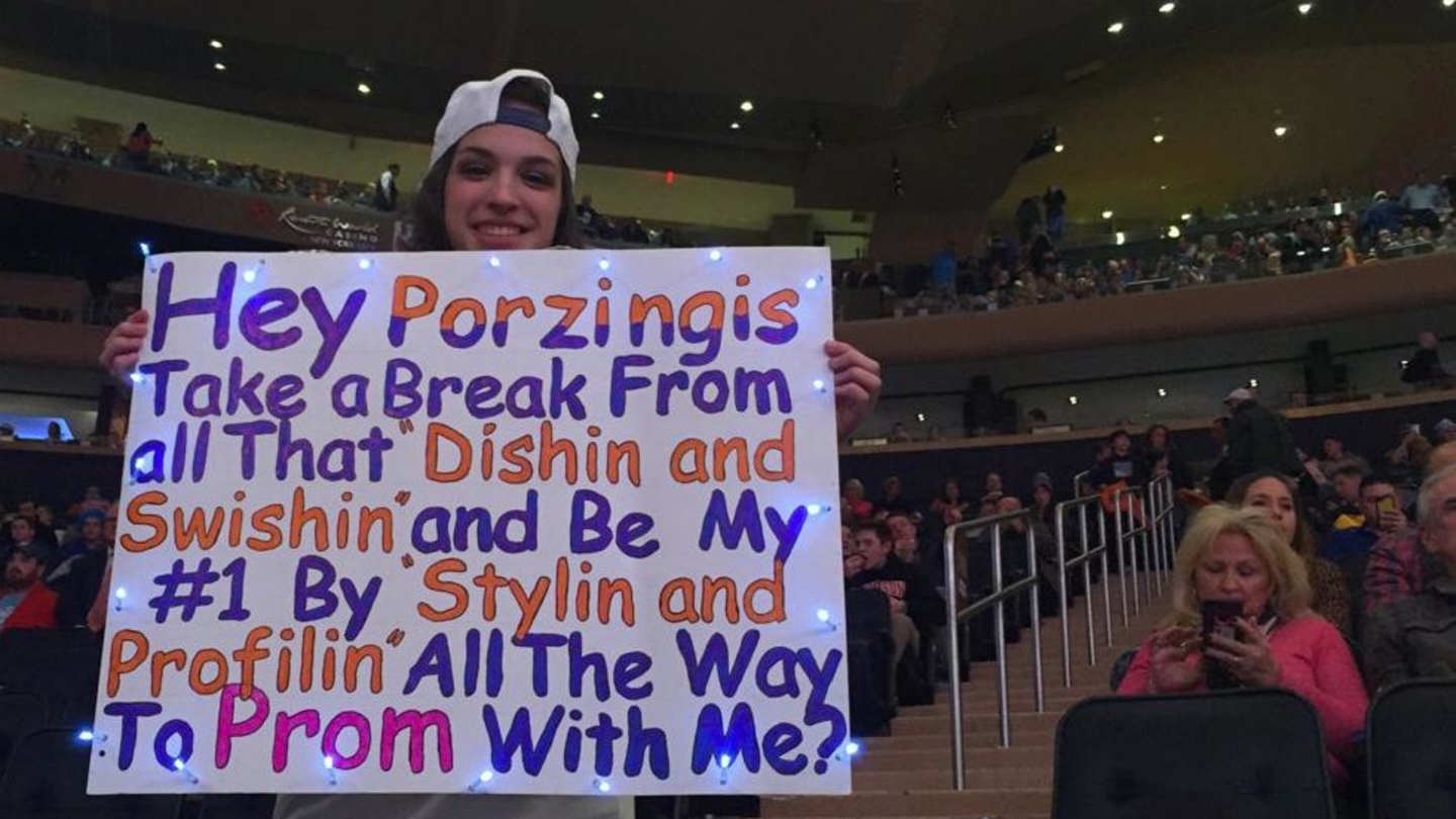 Knicks fan with Porzingis prom sign back at MSG - Sports Illustrated