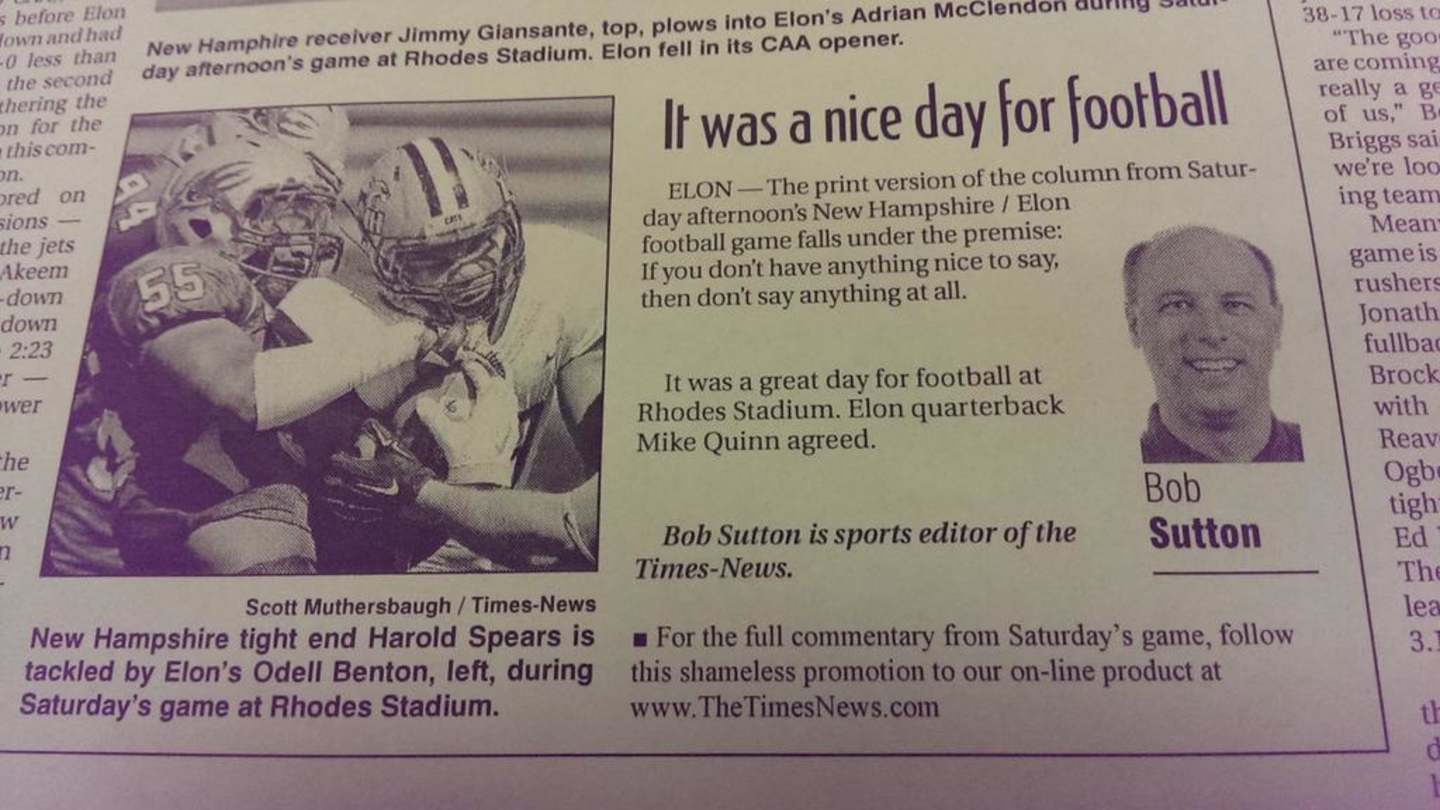 Sport editor Bob Sutton pens 56-word article following Elon's loss ...