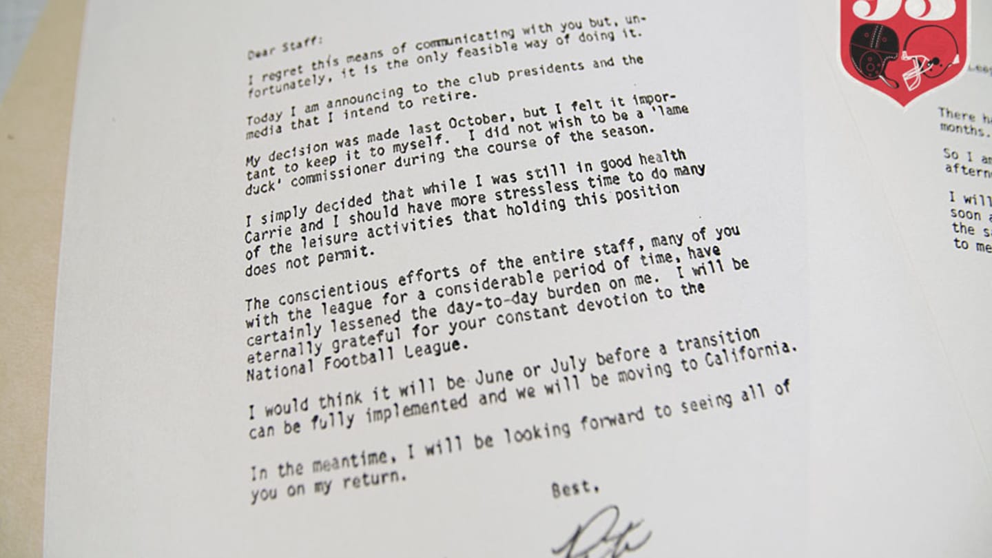 History of the NFL in 95 Objects: Pete Rozelle’s Retirement Memos ...
