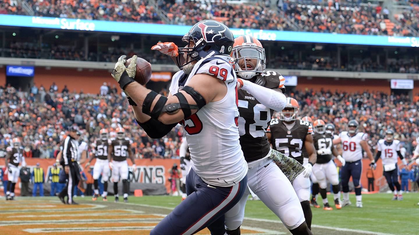 Houston Texans defensive end J.J. Watt scores his second offensive ...