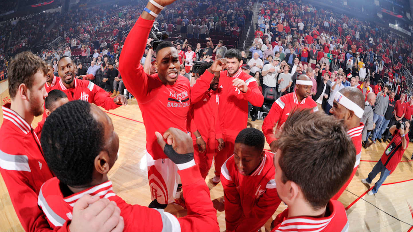 Houston Rockets C Dwight Howard gets up close and personal with a fan ...