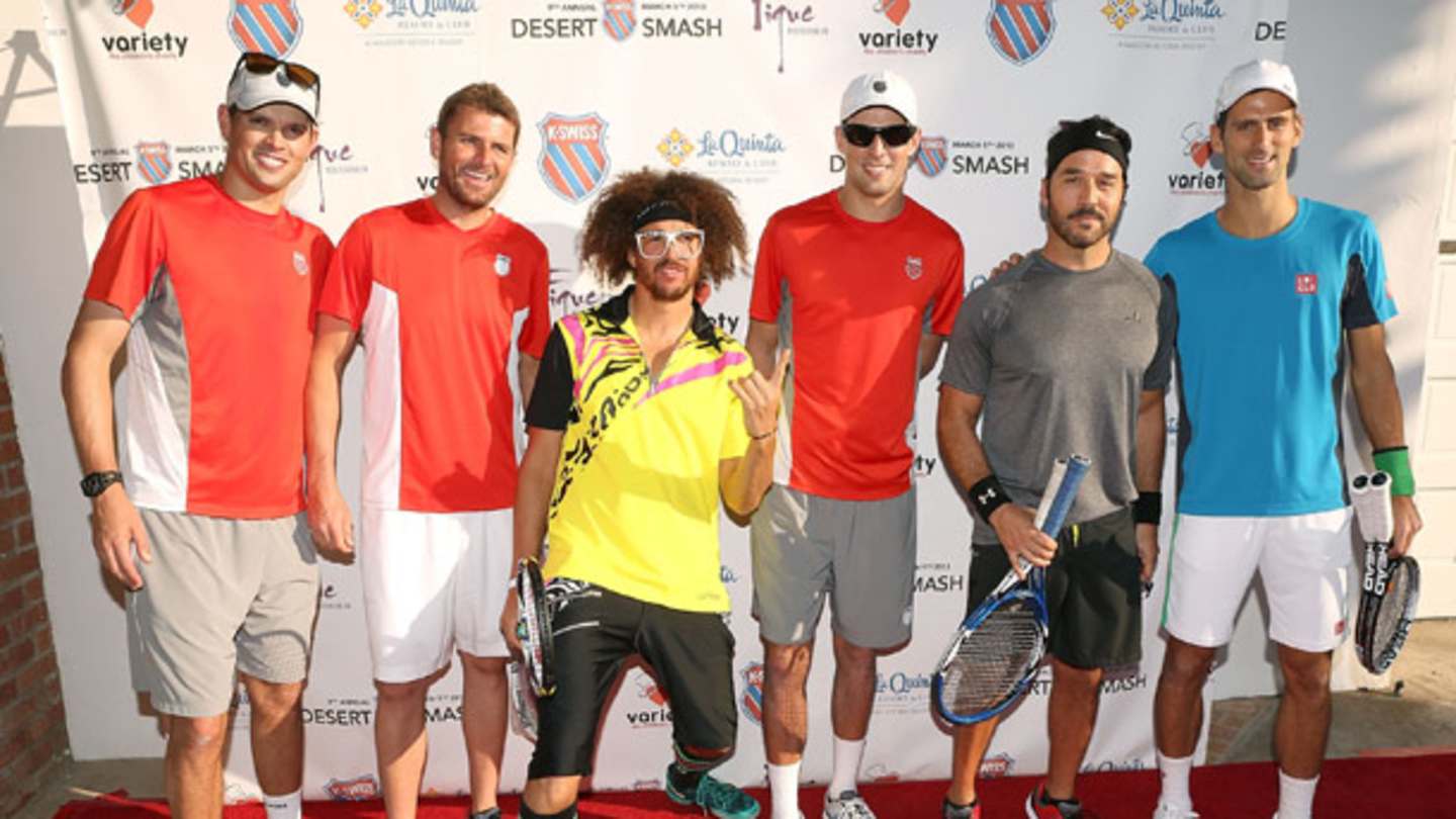 Redfoo, Jeremy Piven join Novak Djokovic and Mardy Fish on court ...