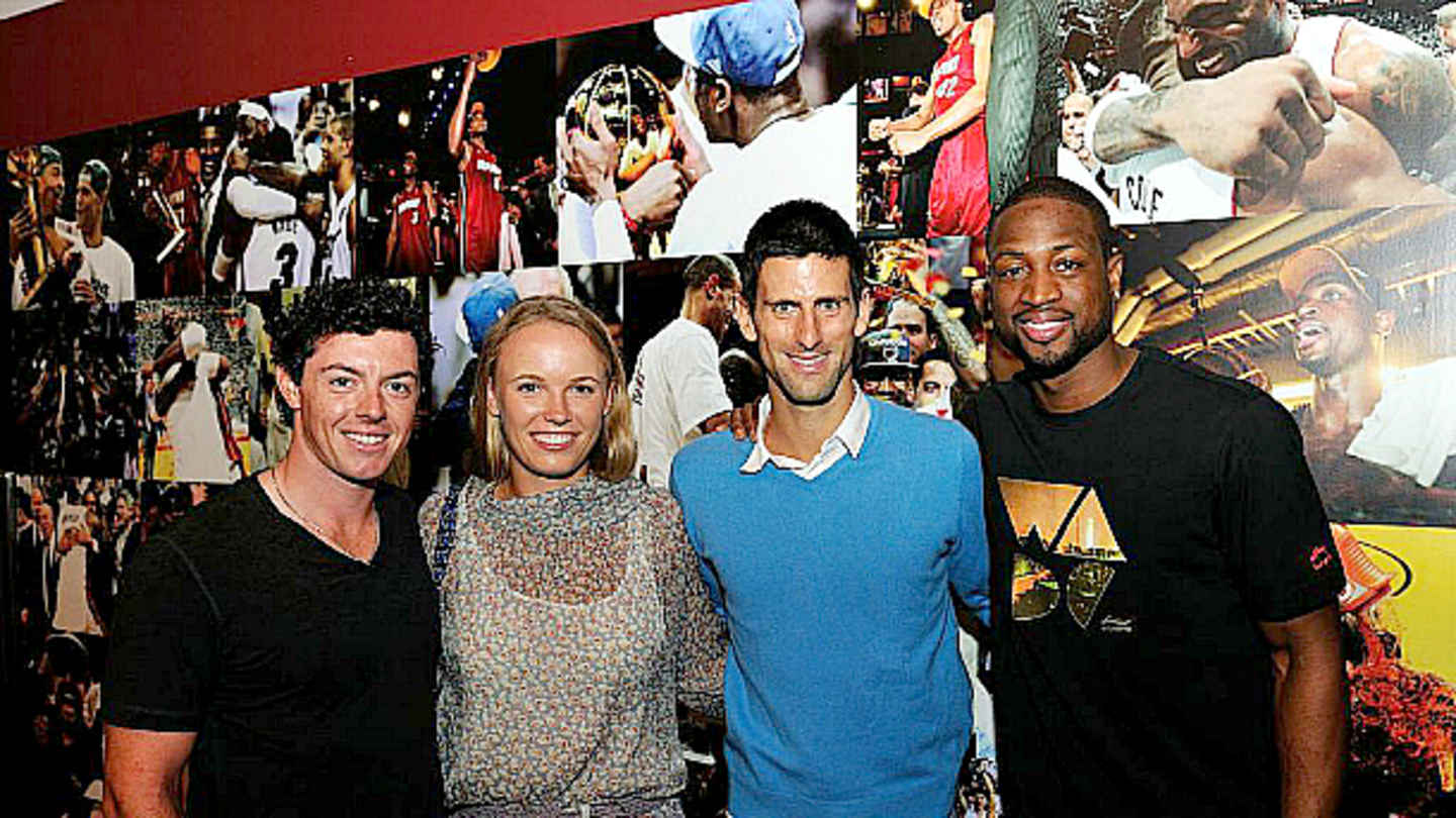 Novak Djokovic, Caroline Wozniacki and Rory McIlroy catch a Miami Heat ...