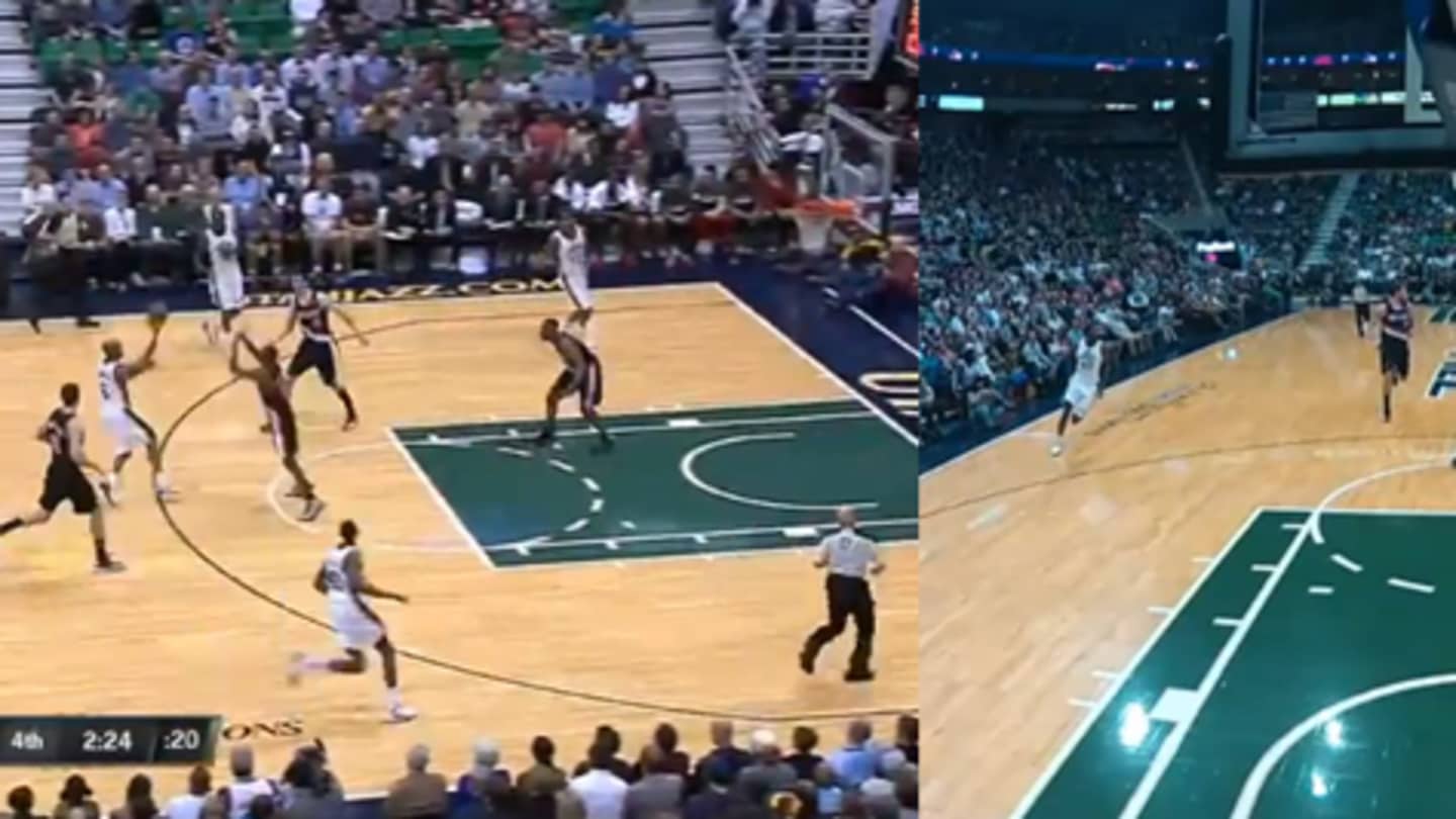 Video: Jazz's Jeremy Evans runs from three-point line to complete alley ...