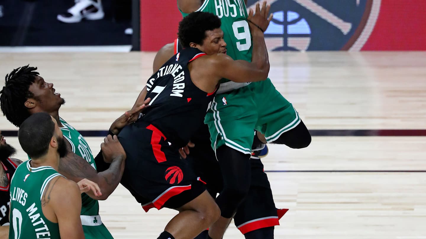Raptors-Celtics: Kyle Lowry takes shot to groin, credits 'balls of ...