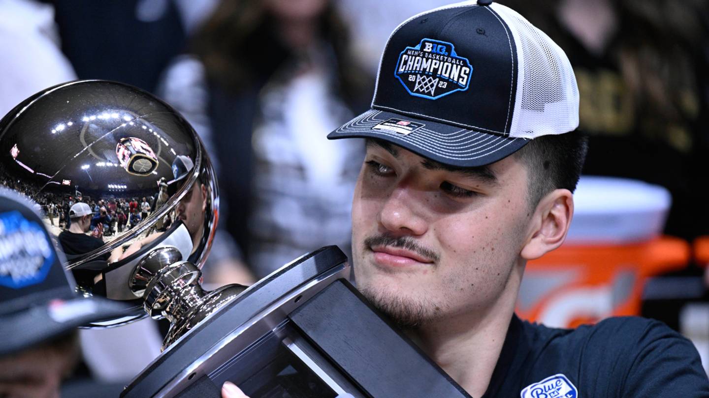 Purdue’s Zach Edey Needs No Ladder to Cut Down Net After Big Ten Title ...