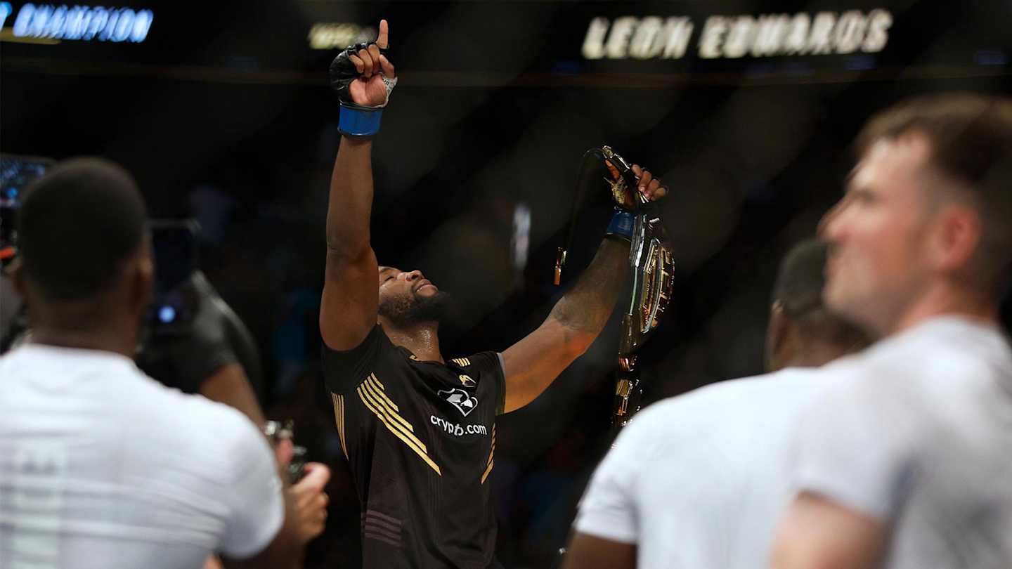 Leon ‘Rocky’ Edwards defeats Kamaru Usman during UFC 286 - Sports ...