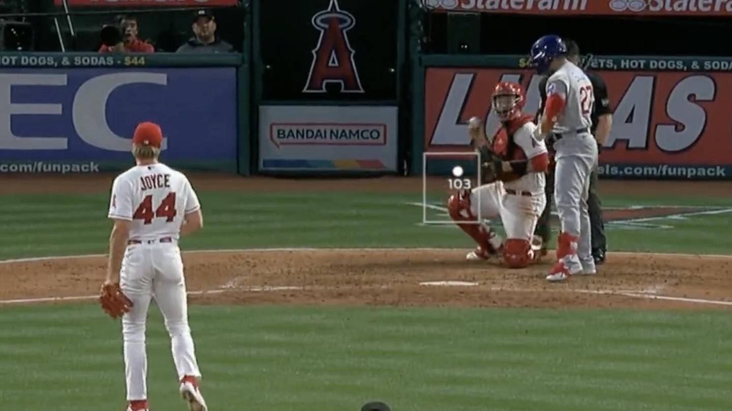Angels rookie Ben Joyce throws two 103 mph fastballs vs. Cubs - Sports ...