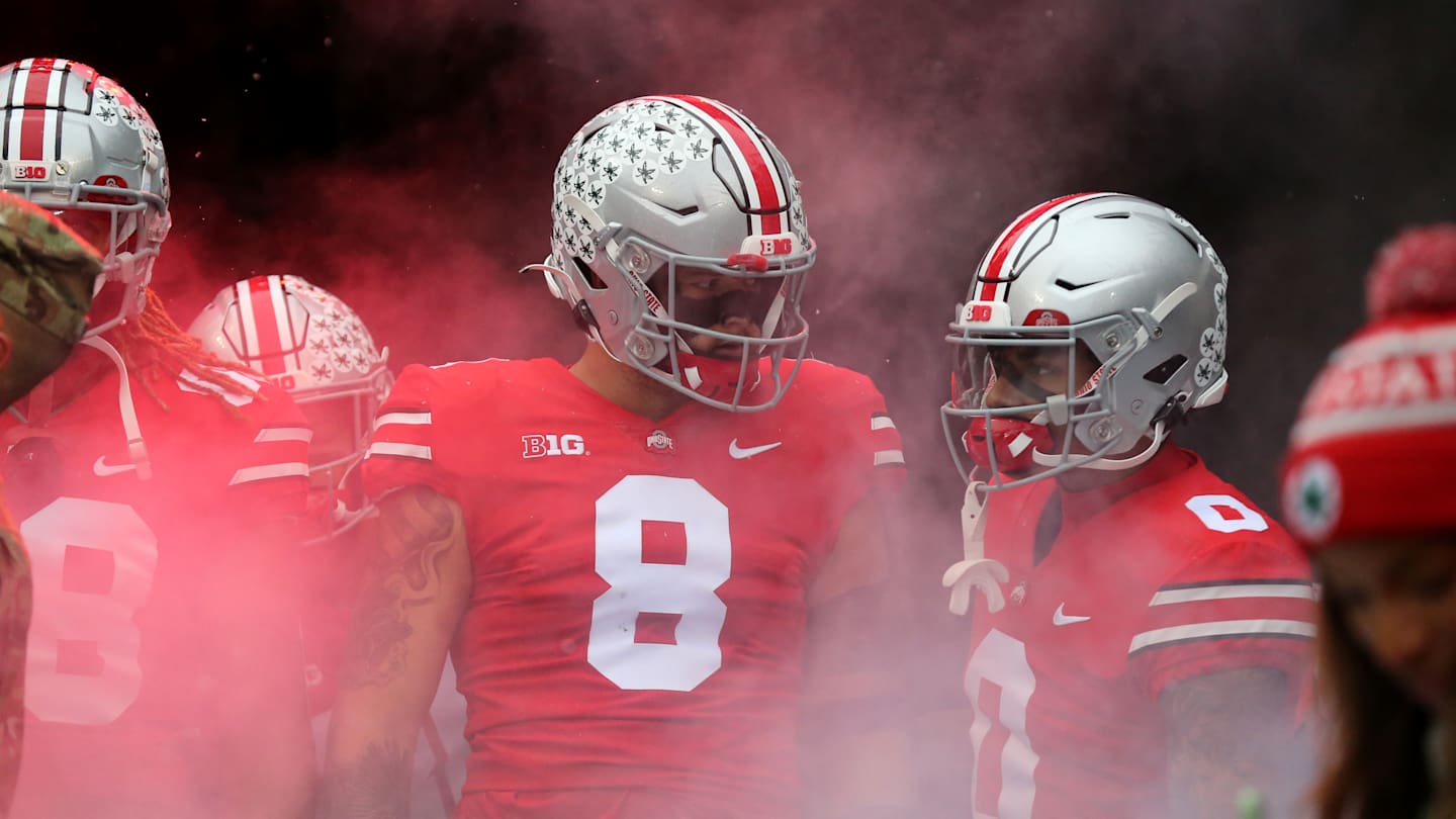 Ohio State Buckeyes' Cade Stover, Tommy Eichenberg, Xavier Johnson ...