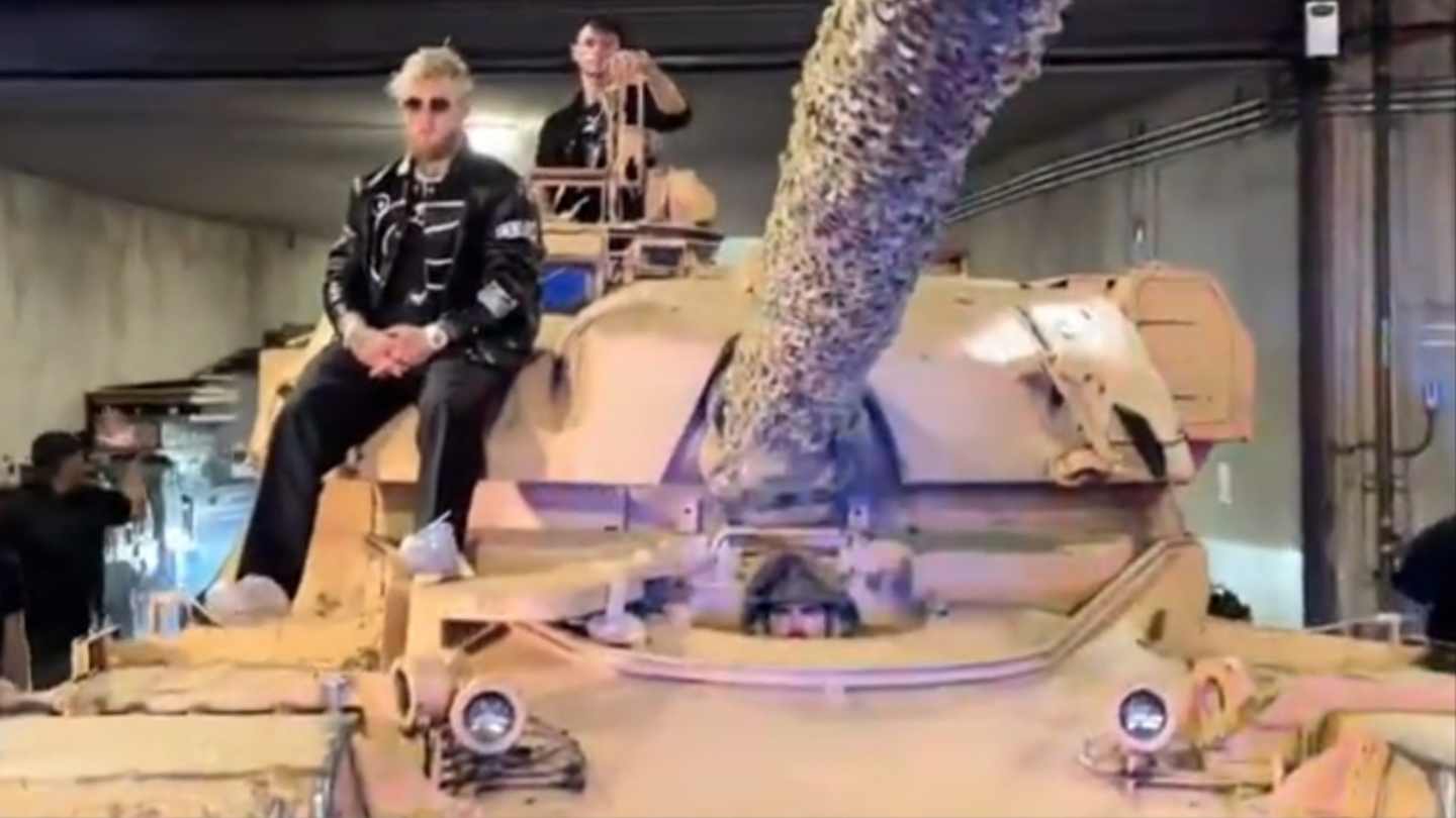 VIDEO: Jake Paul Shows Up On a Tank for Boxing Match With Nate Diaz ...