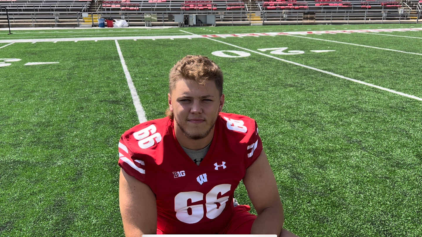 WATCH: Wisconsin freshman OL Nolan Rucci talks playing left and right ...