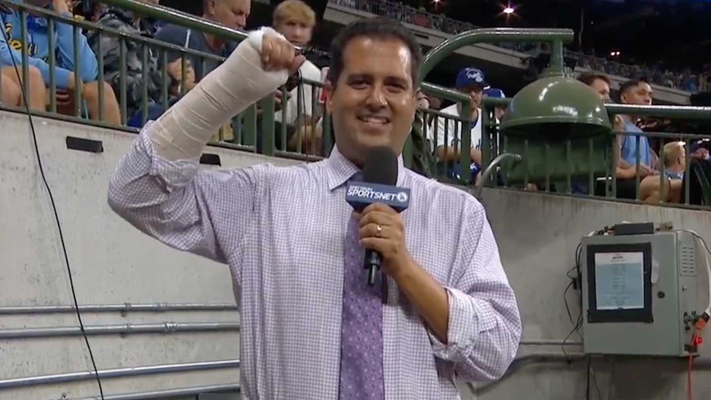 Dodgers Reporter Slides Into an Arm Injury at Brewers Game (Video ...