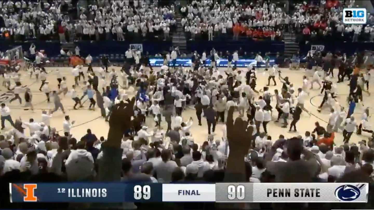 Penn State Fans Storm the Court After Epic Comeback Win Over No. 12 ...
