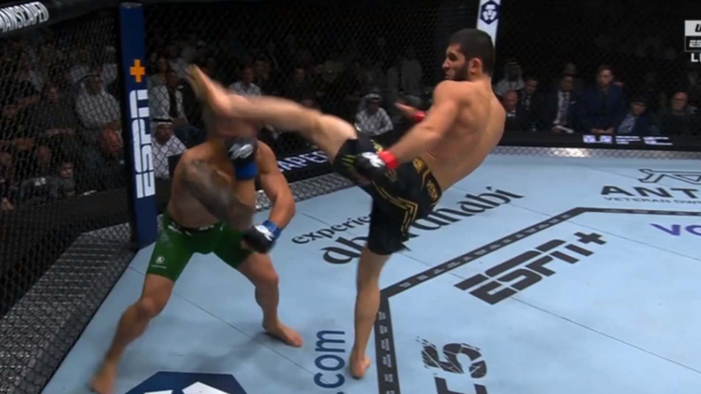 VIDEO: Islam Makhachev Finishes Alex Volkanovski With Sensational Head ...