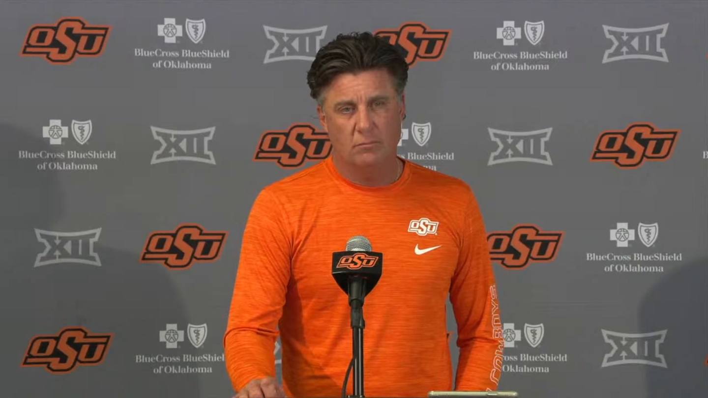 Oklahoma State HC Mike Gundy Speaks on Facing Texas in the Big 12 ...