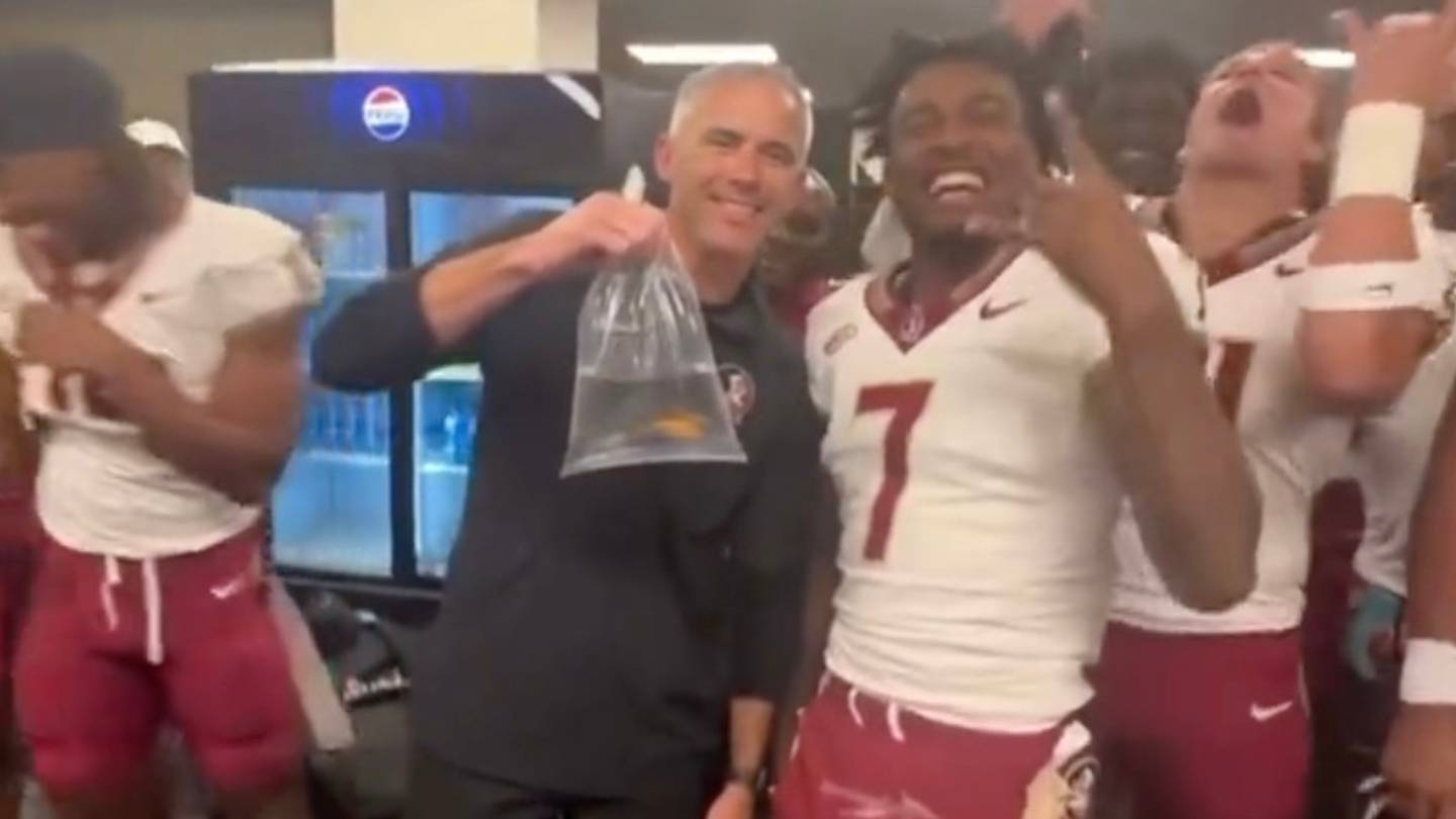 FSU Head Coach Mike Norvell Poses With Viral Goldfish After Win Over ...
