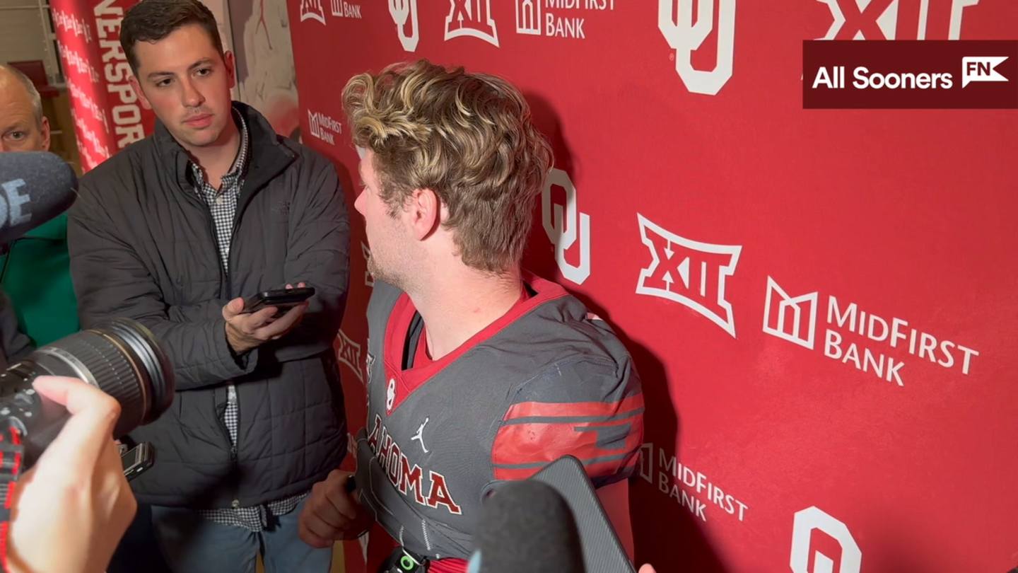 WATCH: Oklahoma WR Drake Stoops West Virginia Postgame Interview ...
