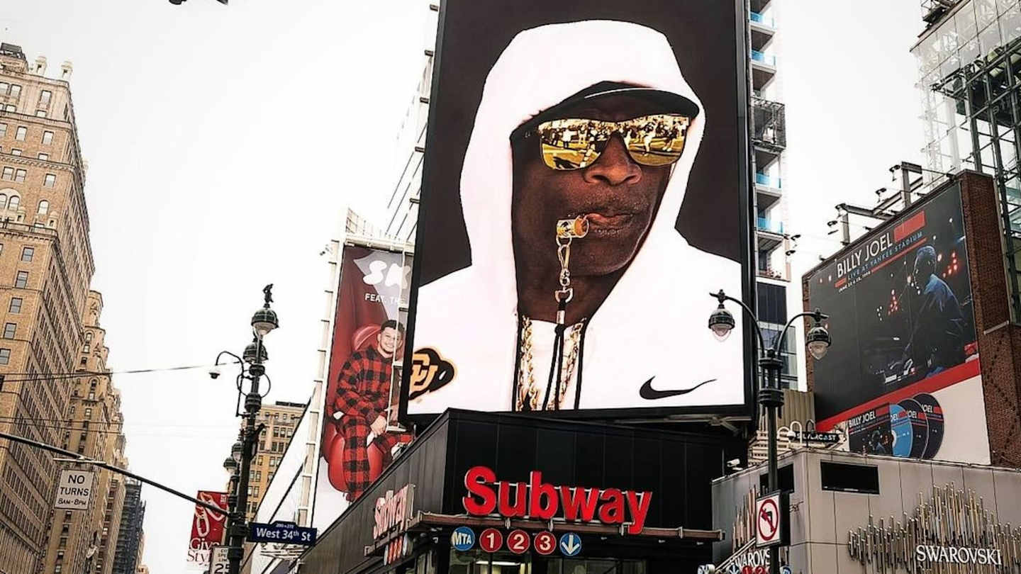 Deion Sanders featured on Times Square billboard for latest Nike ...