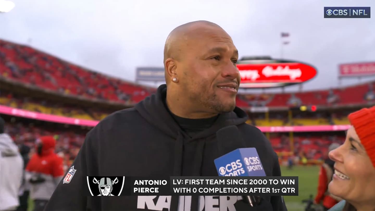Raiders’ Antonio Pierce Fought Back Tears in Emotional Interview After Beating Chiefs - Sports ...