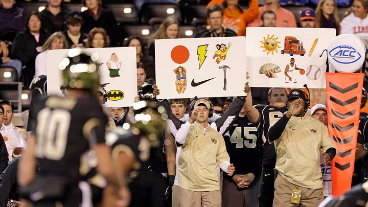 Funny photo boards used to call signals from sideline