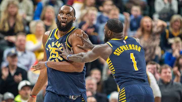 Former Indiana Pacers big man Al Jefferson takes in Pacers practice as ...