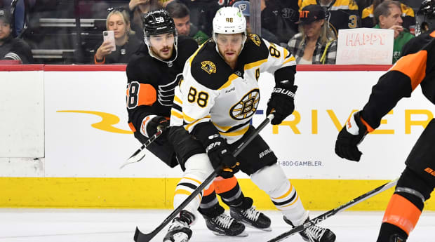 David Pastrnak Reacts After Scoring Hat Trick in Bruins’ Record-Setting Win