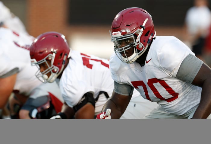 Alabama offensive line-Crimson Tide offensive line-Alex Leatherwood ...