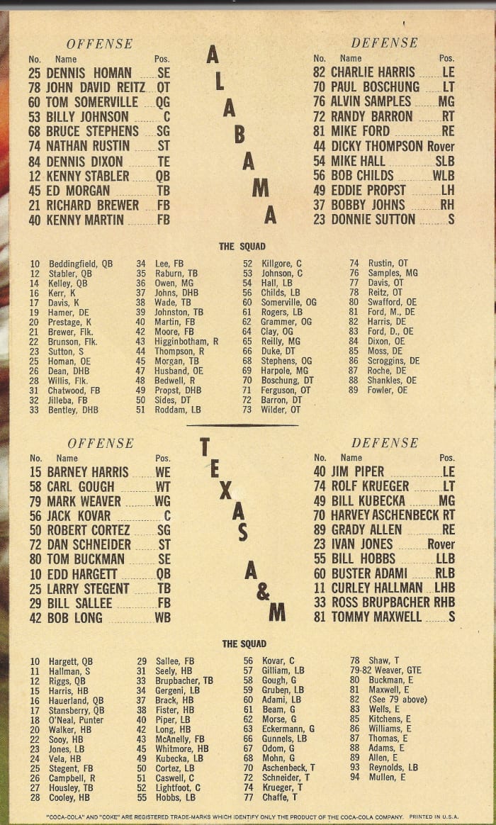 Alabama Football 1967 - Crimson Tide Football - Coach Paul Bryant ...