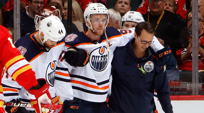Connor McDavid injury: Oilers star leaves game, X-rays negative ...