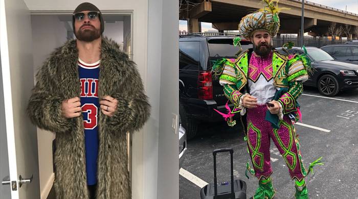 Eagles parade; Chris Long, Jason Kelce outfits; Fan intentionally ...